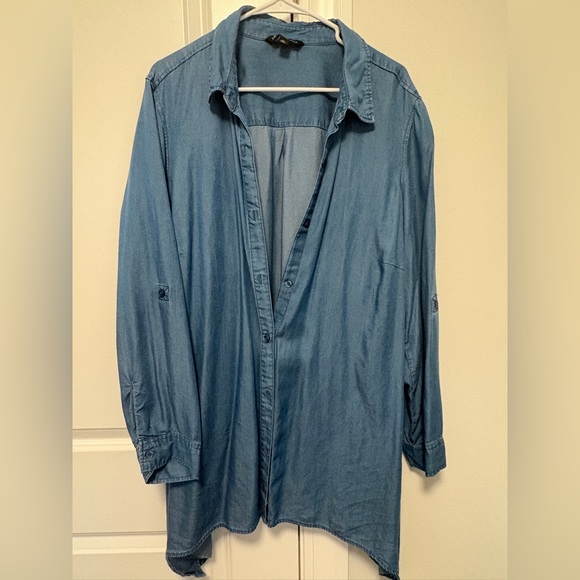 Zac & Rachel | Tops | Zac Rachel Womans Chambray Long Top Asymmetrical ...
